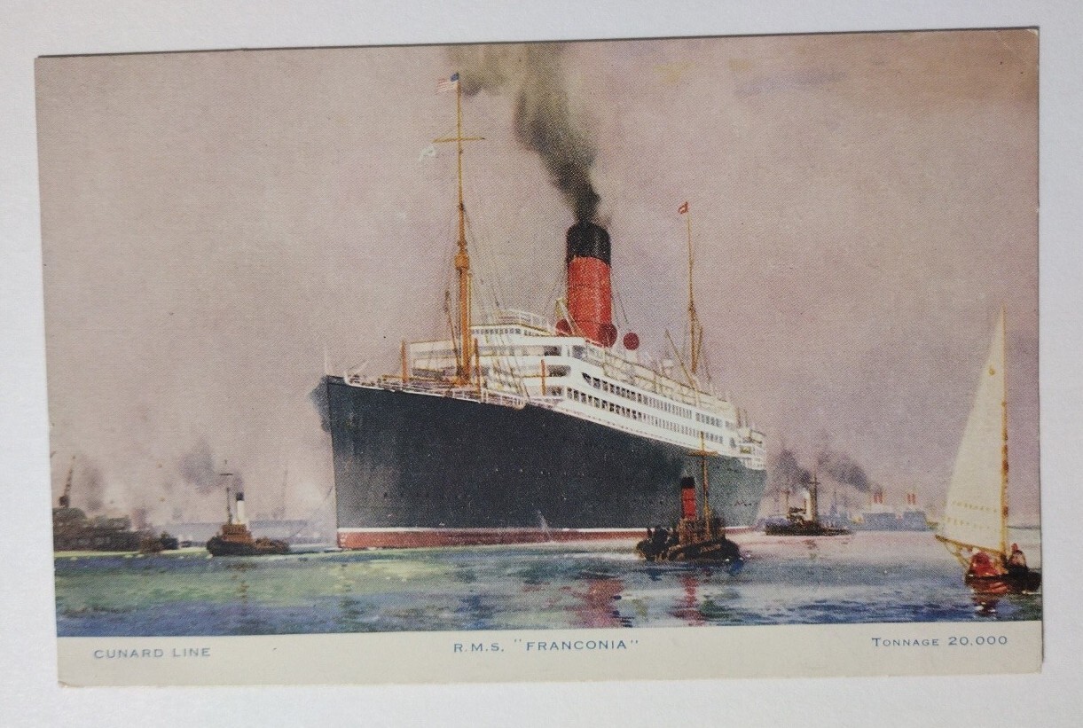 RMS Franconia Cruise Liner Cunard Line Color Art Postcard Artist Signed ...
