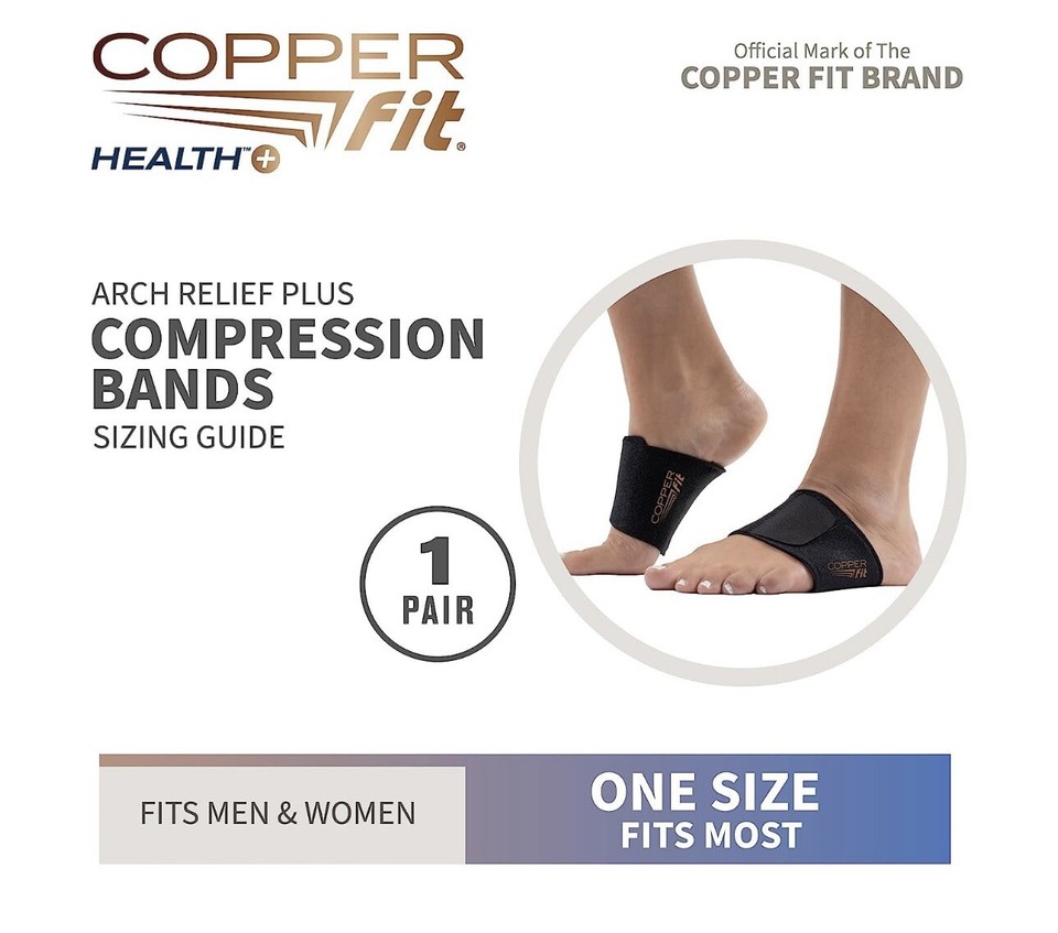 Copper Fit Work Gear Arch Relief Compression Bands, Black ...