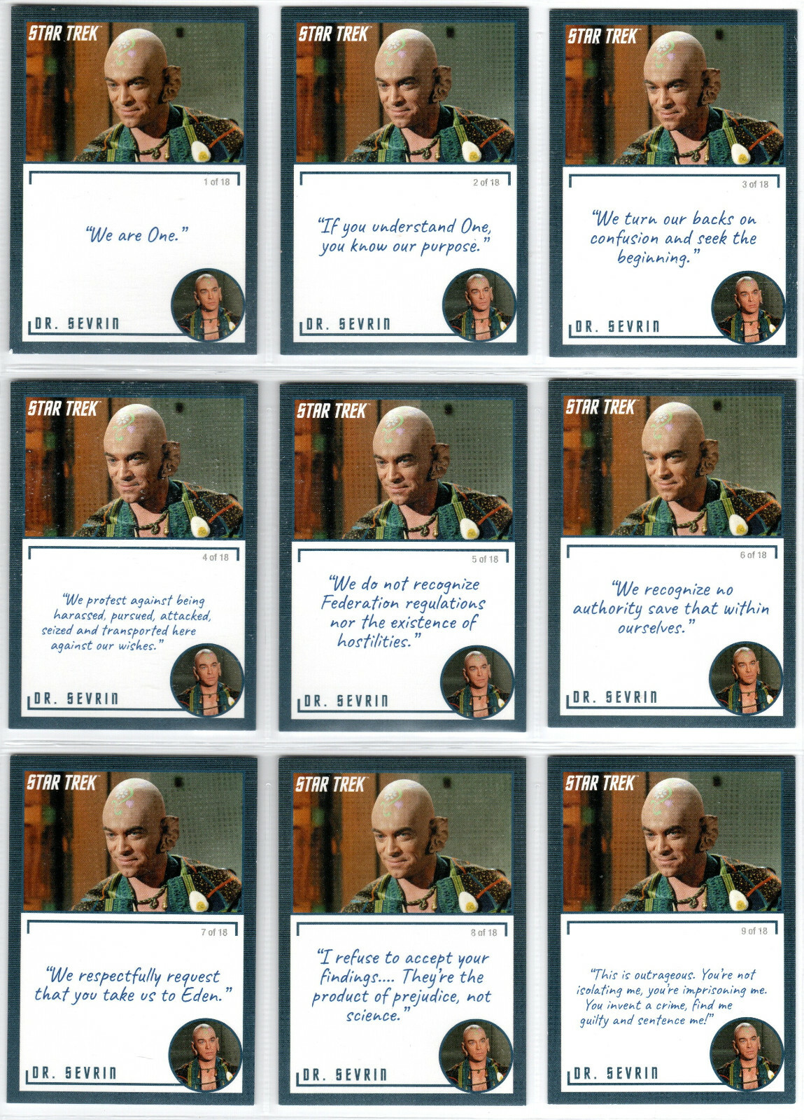 STAR TREK TOS ARCHIVES & INSCRIPTIONS #90 BASE SET DR. SEVRIN ALL 18 ...