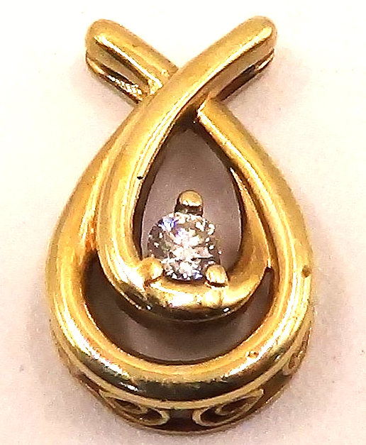 BEAUTIFUL SOLID 10 YELLOW Gold & Diamond Tear Drop Design KS Pendant | eBay