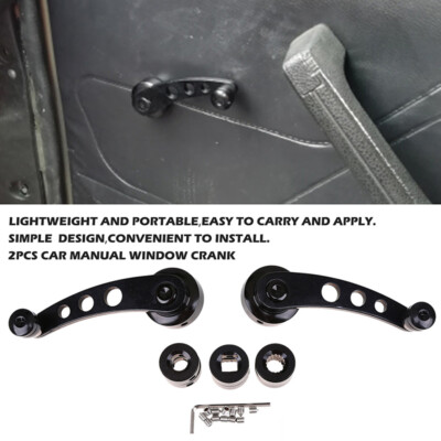 2 X Black Vehicles Window Winder Crank Glass Handle Knob Kit With 3 Set ...