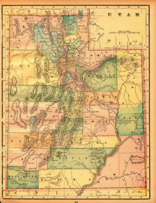 Vintage 1895 Utah State Map Original 14.5 inch By 11 inch | eBay