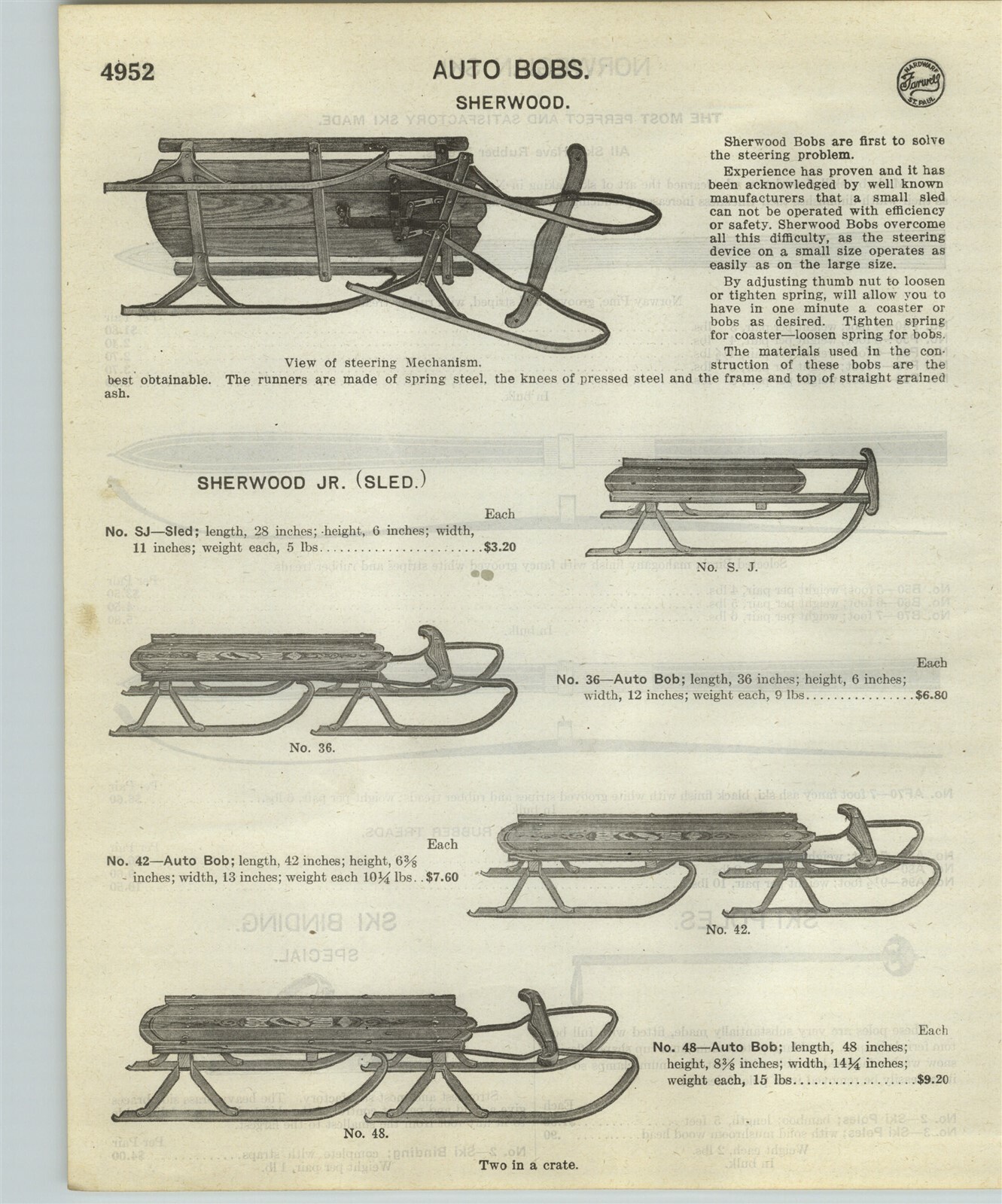 1918 PAPER AD Norwegian White Ash Wood Skis Sherwood Snow Sleds | eBay