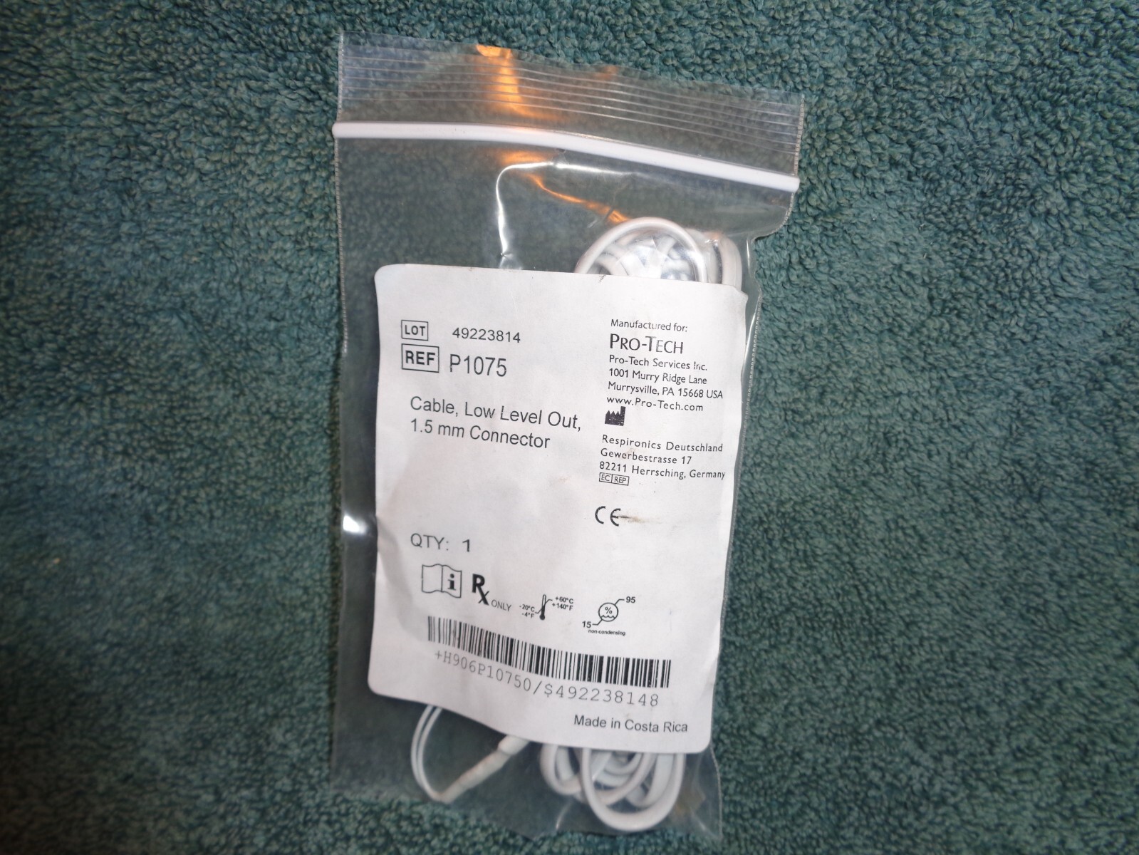 Pro-Tech Respironics P1075 CABLE LOW LEVEL OUT 1.5mm CONNECTOR NEW | eBay