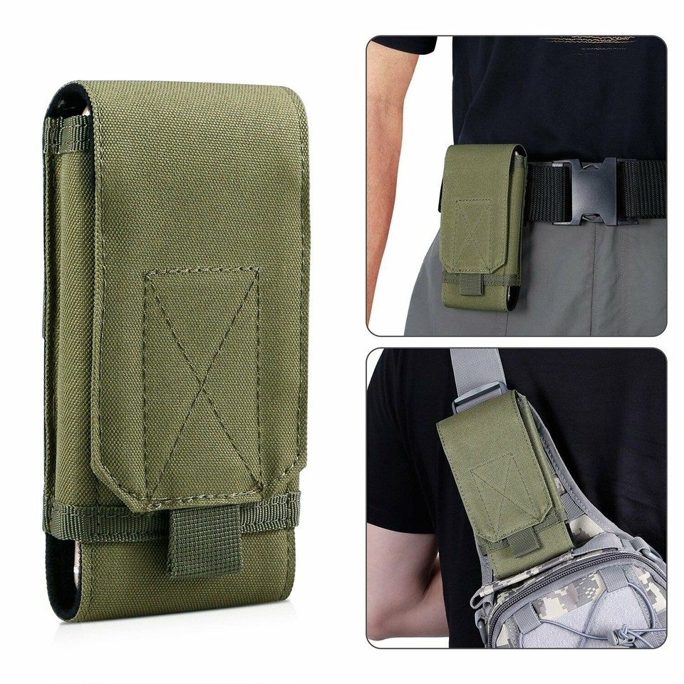 Tactical Molle Cell Phone Case with Belt Clip Loop Holster Pouch Carry ...