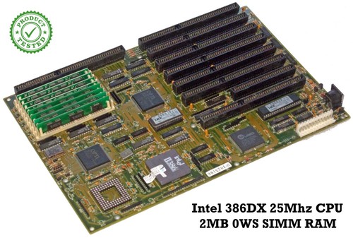 Vintage 386 motherboard with Intel 386DX 25Mhz CPU and 2MB 0WS memory ...