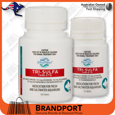 Blue Planet Tri Sulfa Tablets for White Spot Mouth Body Fungus Fin Tail ...