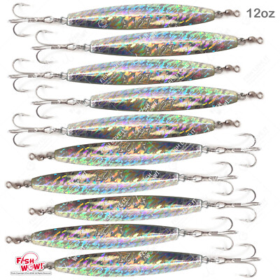 10pcs 12oz Fishing Diamond Jig Mylar Holographic Laser big game Treble ...