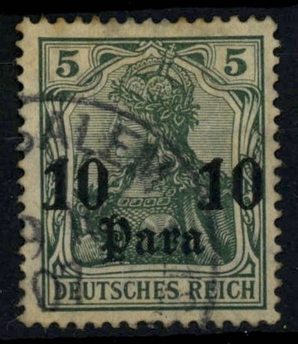 German PO Turkish Empire 1905-1912 SG#47, 10pa On 5pf Green Wmk ...