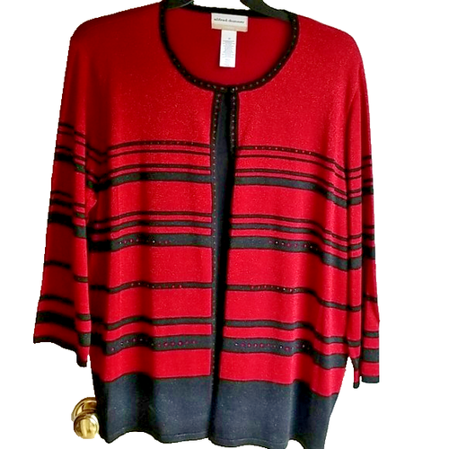 Alfred Dunner Embellished Long Sleeve 2 Fer Sweater Set - Red/Black ...