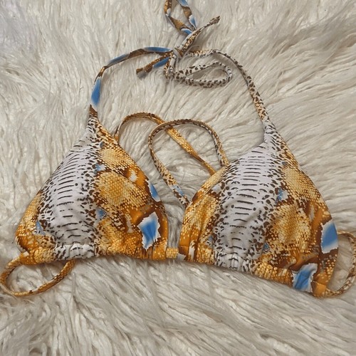 SHEIN Triangle Padded Bikini Top Snakeskin Reptile | eBay