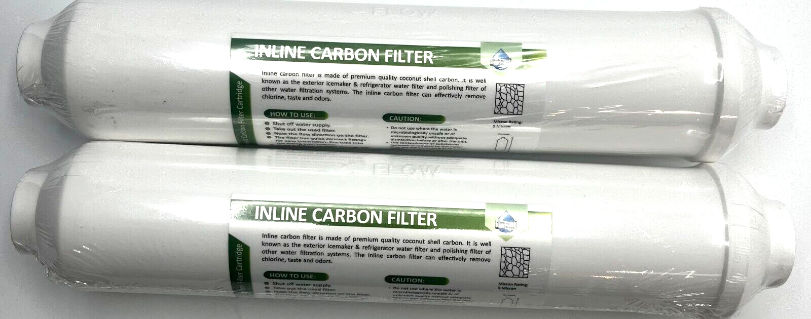 LOT OF 2 MEMBRANE SOLUTIONS INLINE ACTIVATED CARBON FILTER CARTRIDGES ...