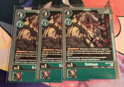 x3 Digimon Draconic Roar ENTMON Green Rare EX3-043 Rare | eBay