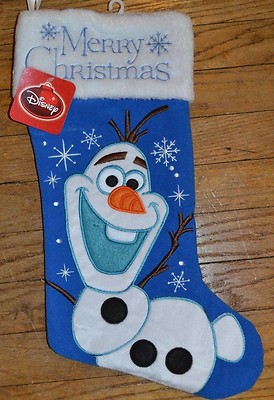 17" Disney Frozen Olaf Stocking Embroidered Accent 2014 Officially ...