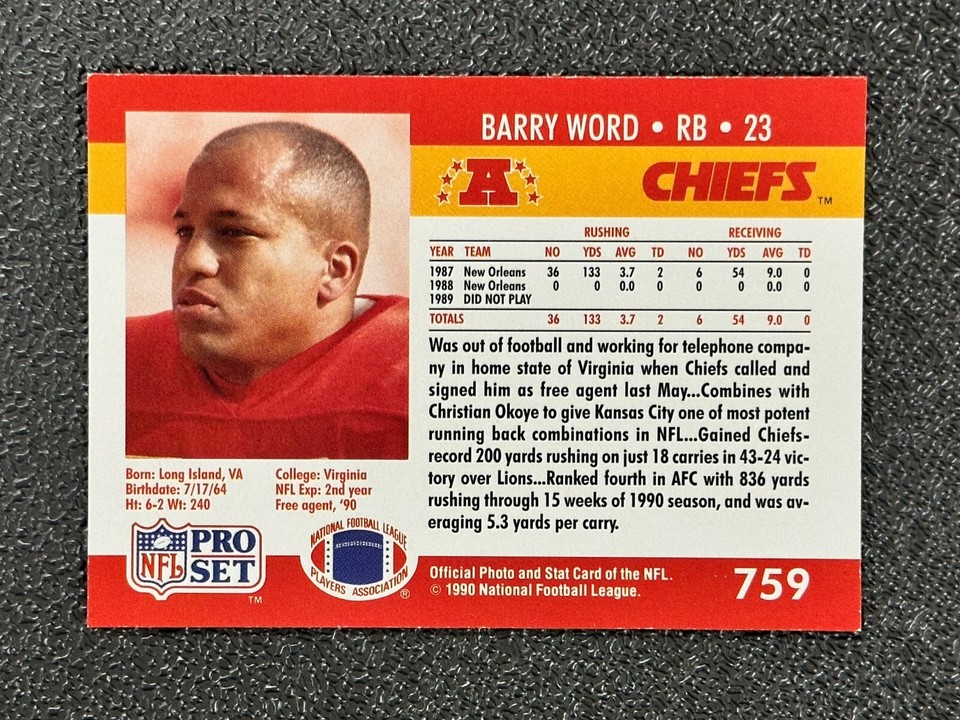 1990 Pro Set - #759 Barry Word | eBay