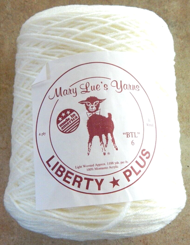 Mary Lue's LIBERTY PLUS Cone Yarn / 4ply /100% Acrylic / 1188 Yds. / Lt ...