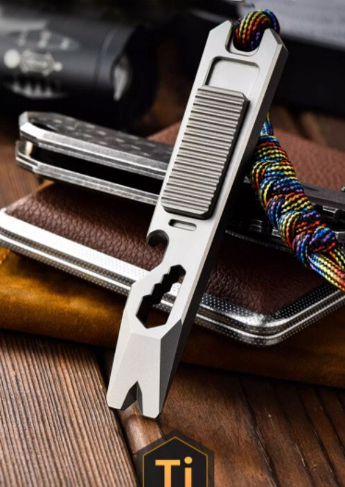 EDC Titanium Multi Tools Pry Bar Crowbar Fidget Clicker Card Toy Stress Relief | eBay