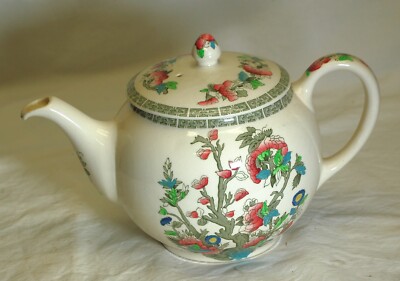 Indian Tree Johnson Brothers Teapot Green Key Cream Off White | eBay