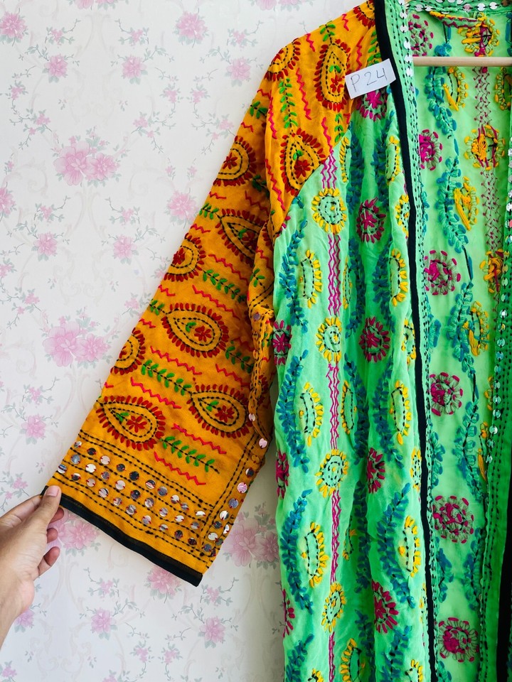 New Hand Embroidery Kimono Duster Cardigan Dressing Gown Festival ...