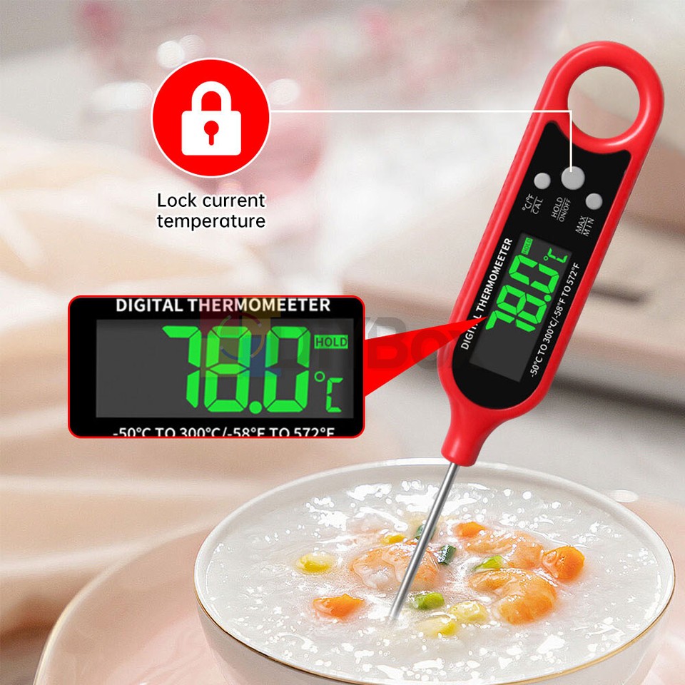 Digital Meat Thermometer Fast Instant Read LCD Food Thermometer for ...