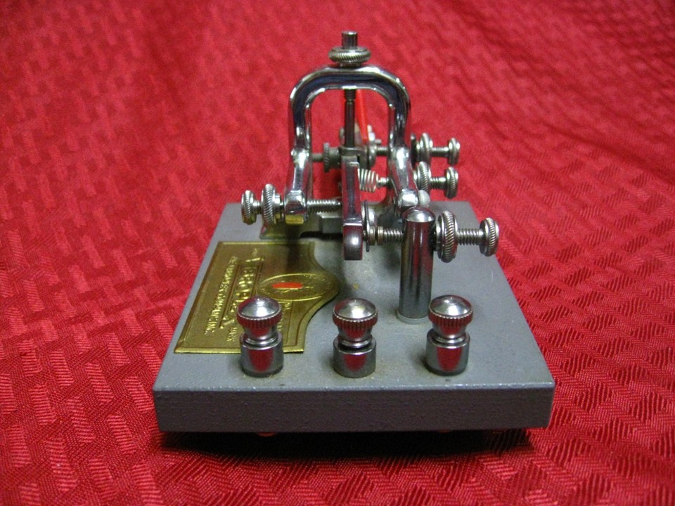 Vibroplex Telegraph Key red Triangle Paddle S/N 70027 morse code ham ...