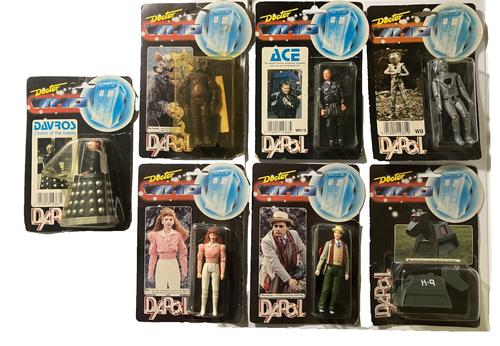 Lot of 7 Dapol 1987 Doctor Who Figures Carded Davros Ace K9 Tetrap Mel ...