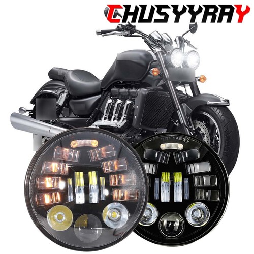 2 x 5.75" LED Headlights For Speed Street Triple Rocket DRL Headlamp ...