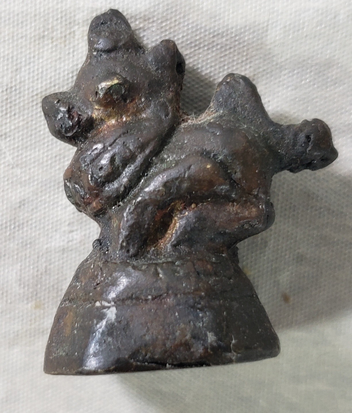 Chinese? Burmese? Vintage Asian 3 Foo Dog Dragon Chimera Bronze Opium ...