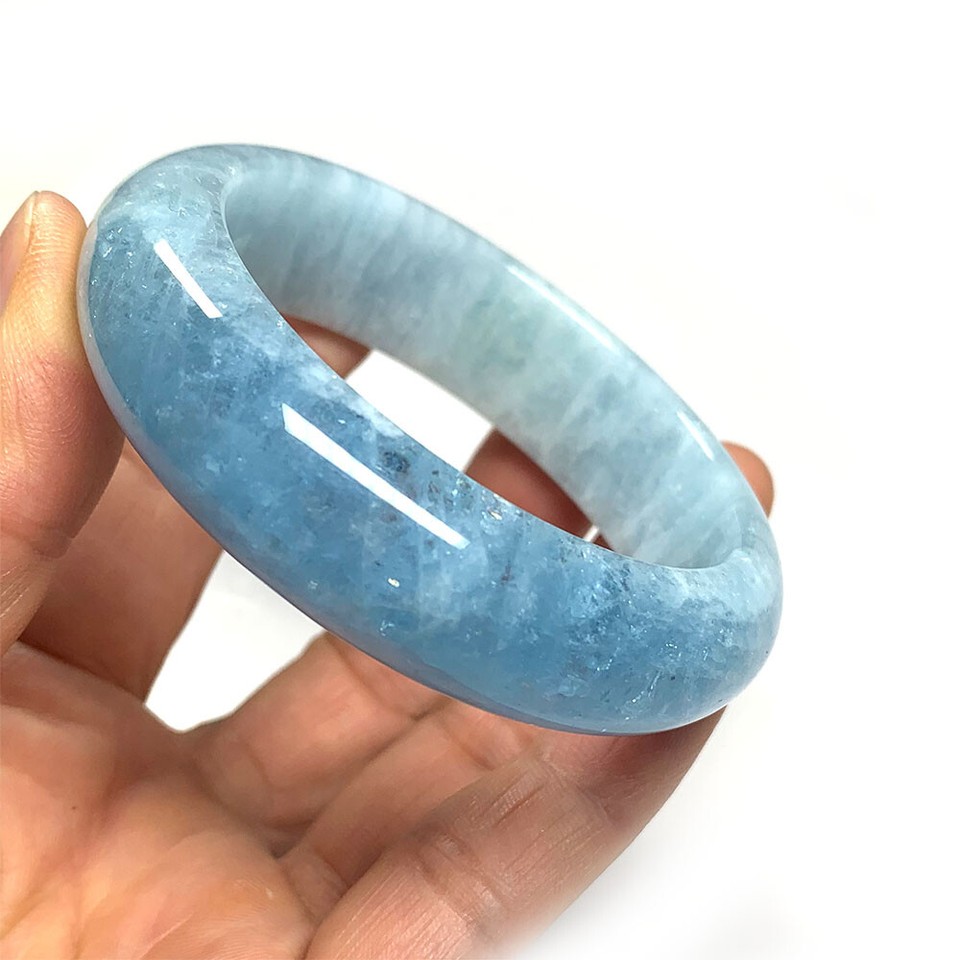 Real Genuine Natural Clear Blue Aquamarine Bangles Bracelet Bangle 54 ...
