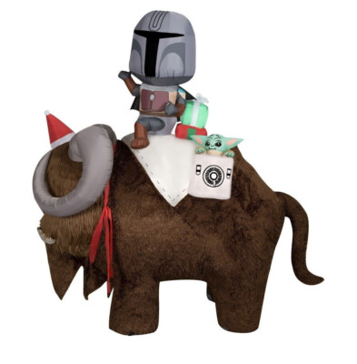CHRISTMAS 7' STAR WARS MANDALORIAN & GROGU BANTHA Airblown Inflatable ...