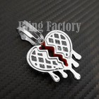 Silver Plated Alloy Drip Broken Heart Iced Cubic Zirconia Cuban Chain ...