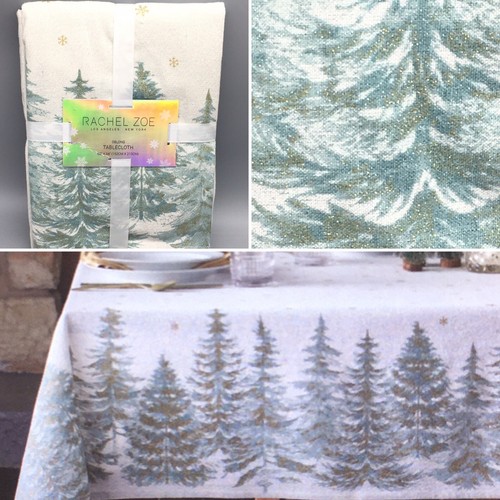 Rachel Zoe Christmas Tree Snowy Forest Snowflake 60x84 Tablecloth ...