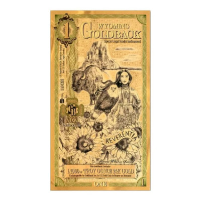 Wyoming Goldback Aurum Gold Foil Note 1/1000 oz 24kt .999 Fine Gold ...