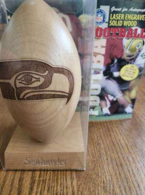 NFL Collectible Seattle Seahawks Wood Football Hand carved Grid Works ...
