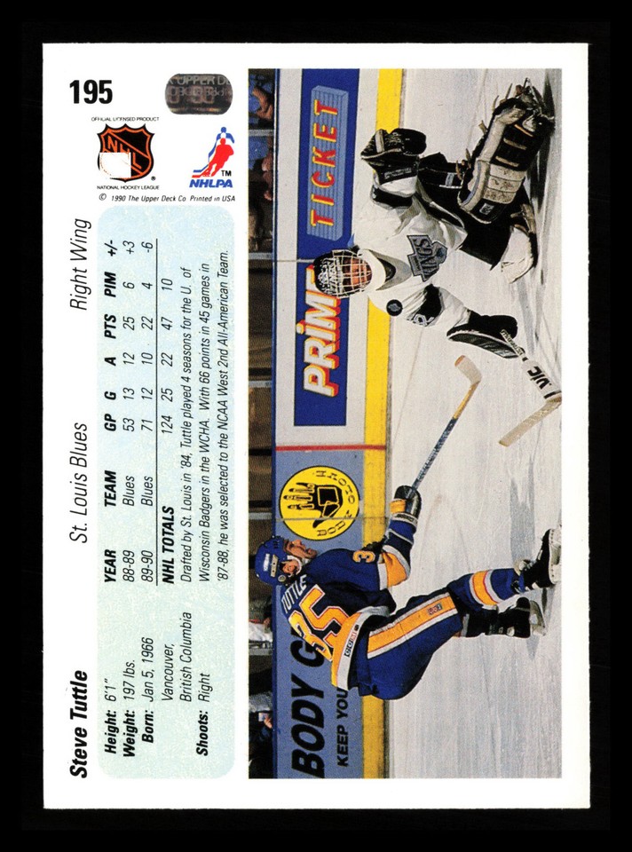 Steve Tuttle 1990-91 Upper Deck Hockey NHL #195a St. Louis Blues | eBay