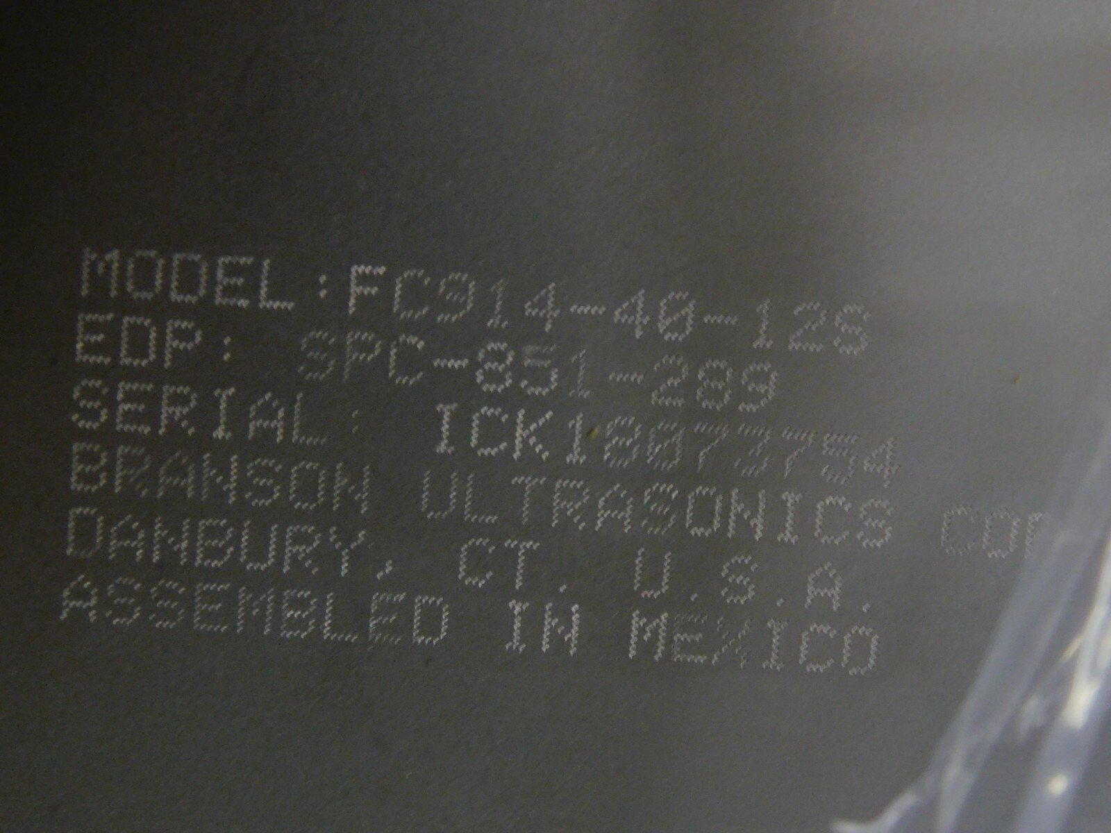 Branson FC914-40-12S Immersible Ultrasonic Transducer SPC-851-289 with ...