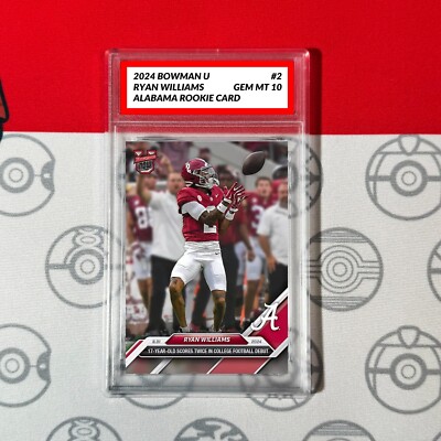 Graded 10 Ryan Williams Alabama 2024 Bowman U Now Football Card #2 ...