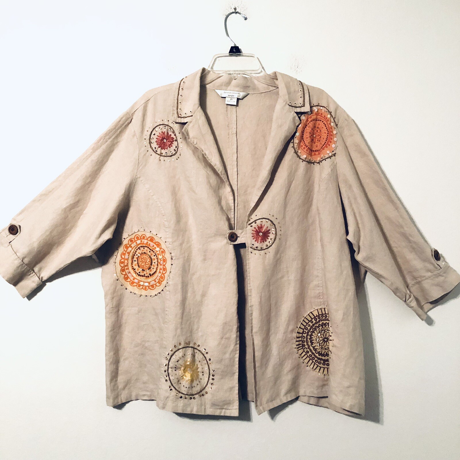 David Dart Sport 100% Linen 2X One Button Jacket Topp… - Gem