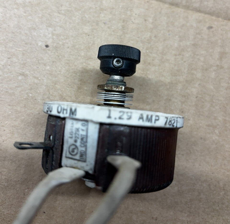Memcor Rheostat 30 ohms, 1.29 Amp, + knob, fan speed control or dimmer ...