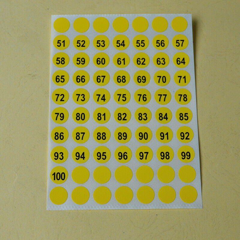 1 Sheets Round 1 To 100 Number Self Adhesive Stickers Small Garment ...