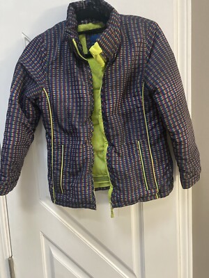 Girls Fall Creek Coat. Fun Multicolored With Neon Green Accents. | eBay