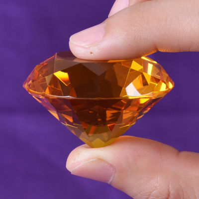 30mm Amber Crystal Diamond Shape Paperweight Gem Display Ornament | eBay