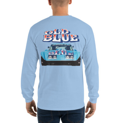 Chevy vette Wide Body Race Car Old Blue Men’s Long Sleeve Shirt | eBay