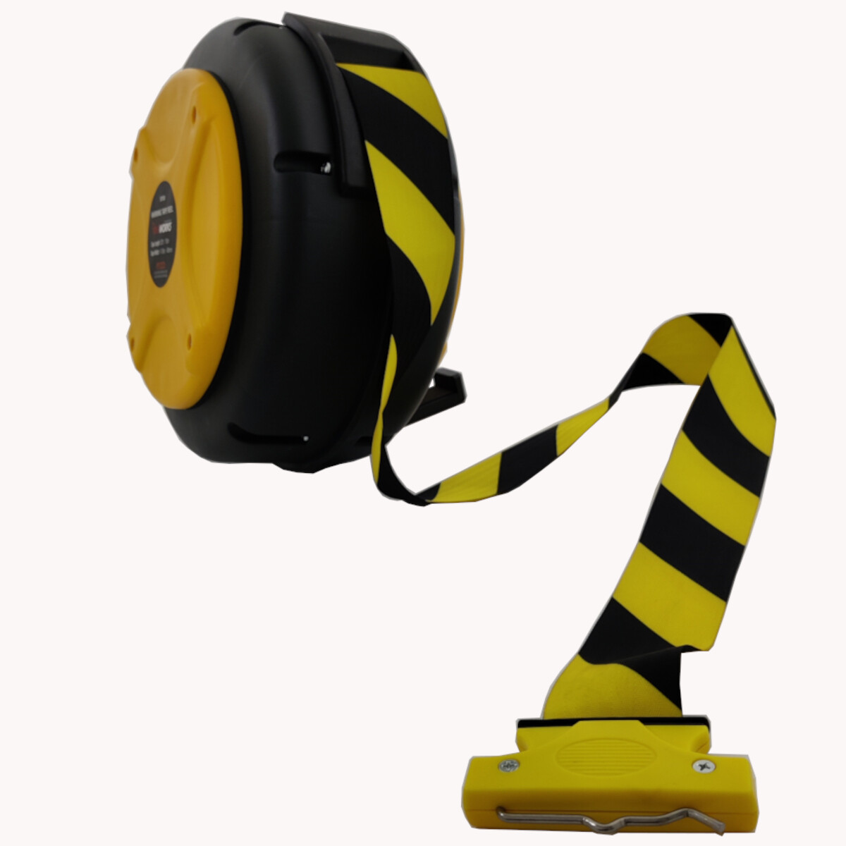 16m Wall Mounted Retractable Safety Barrier Reel - Yellow/Black Crowd ...