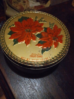 Vintage Poinsettia Holiday Tin Shirley Jean Fruit Cake 2lbs. 7" × 3" | eBay