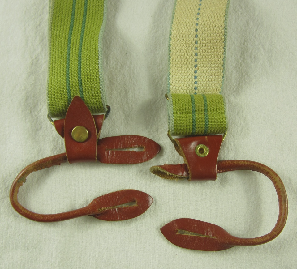 Police Brace Brace Y Back Suspenders Elastic Green Men Button On Blue ...