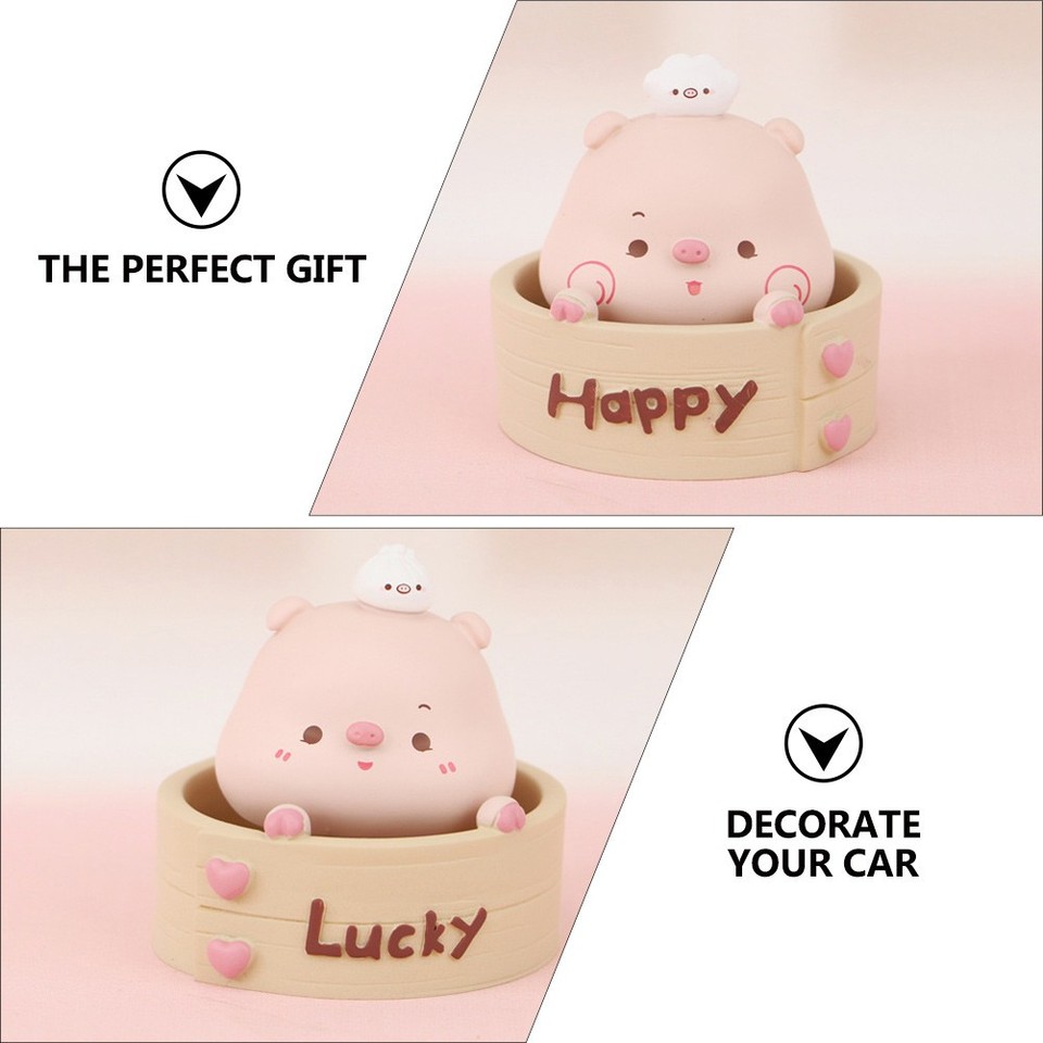 2Pcs Car Shaking Head Pig Statue Car Interior Ornament Home Office ...