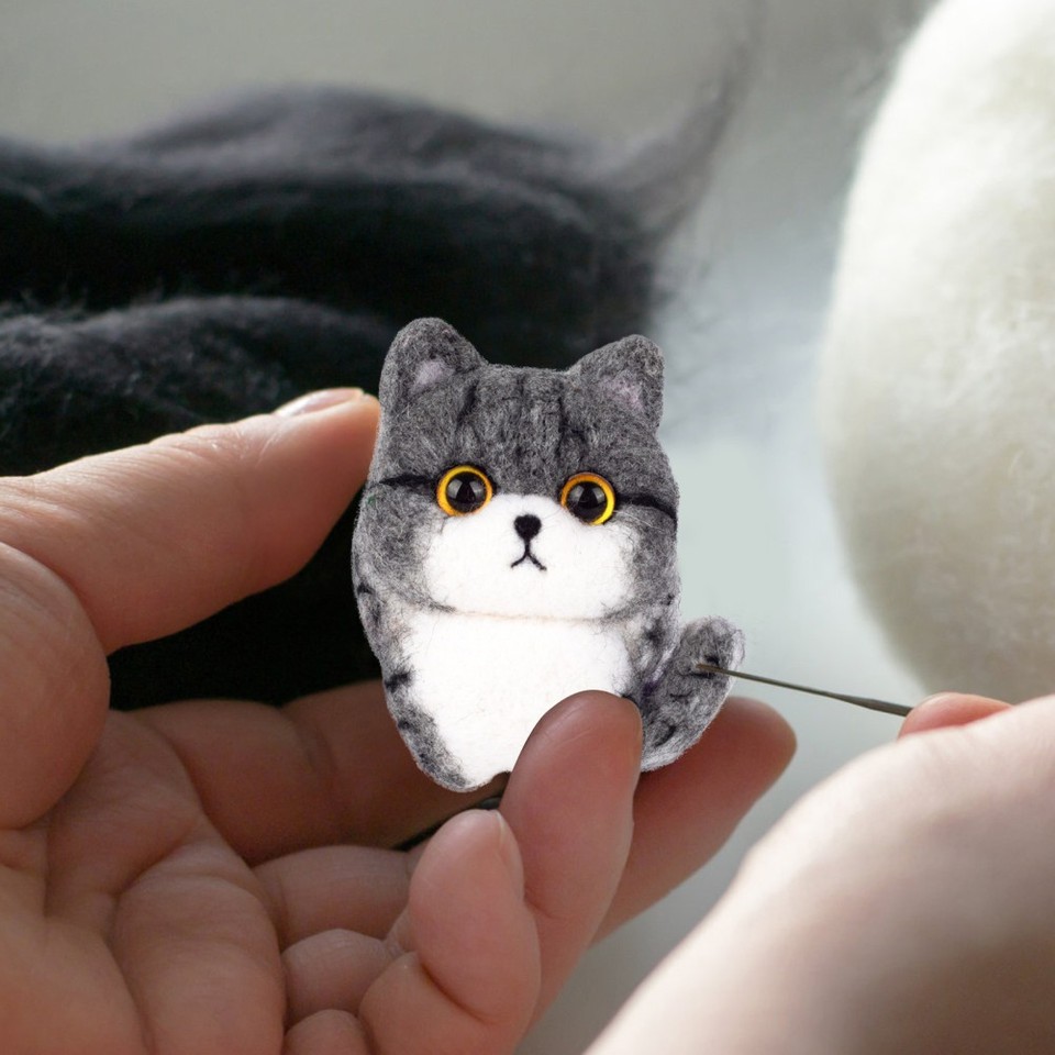 1 Set Girl Felted Animal Toy Felting Needle Set Lovely Cat Felting Kit ...