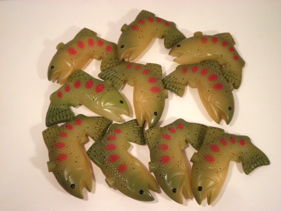 Vtg Set 10 Blow Mold Trout Fish String Light Covers NO LIGHTS Fishing ...