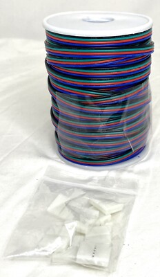 HONGxIN 100ft 22 AWG 4 Colors Cable 300V with (8) 4 Pin Connectors | eBay